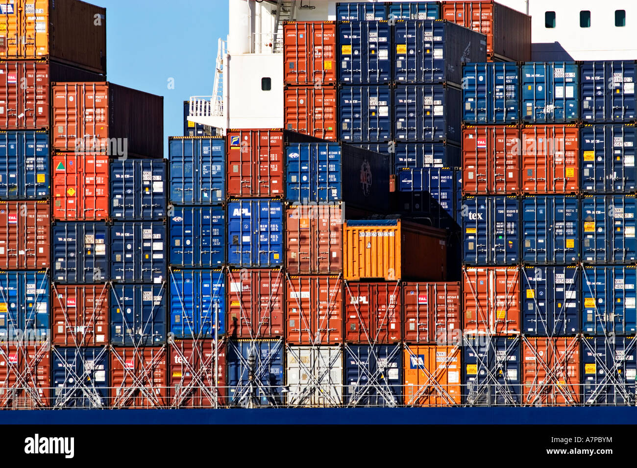 Shipping Industry / A Container Ship with containers stacked on the ...