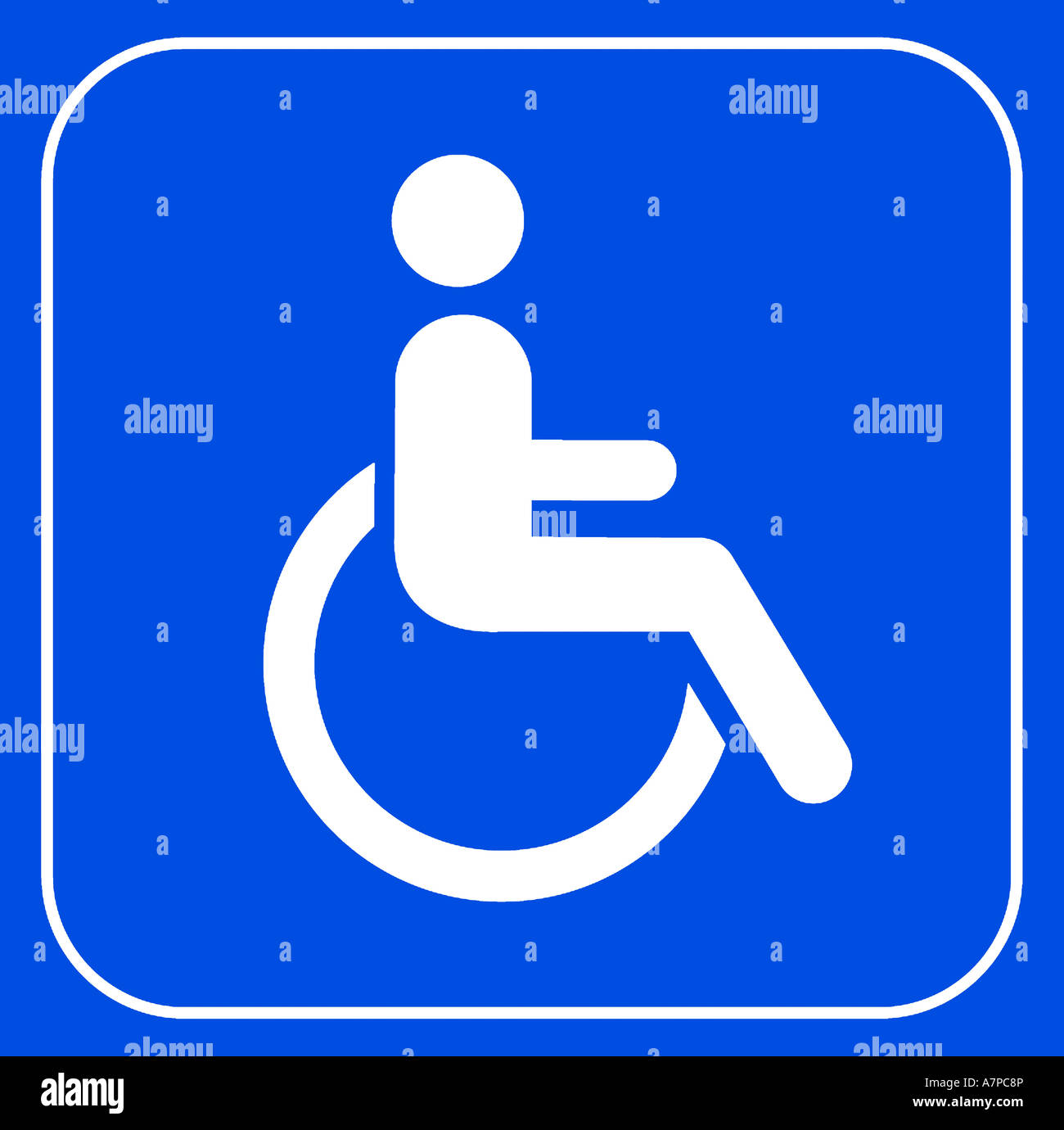 Disabled symbol on blue background Stock Photo - Alamy