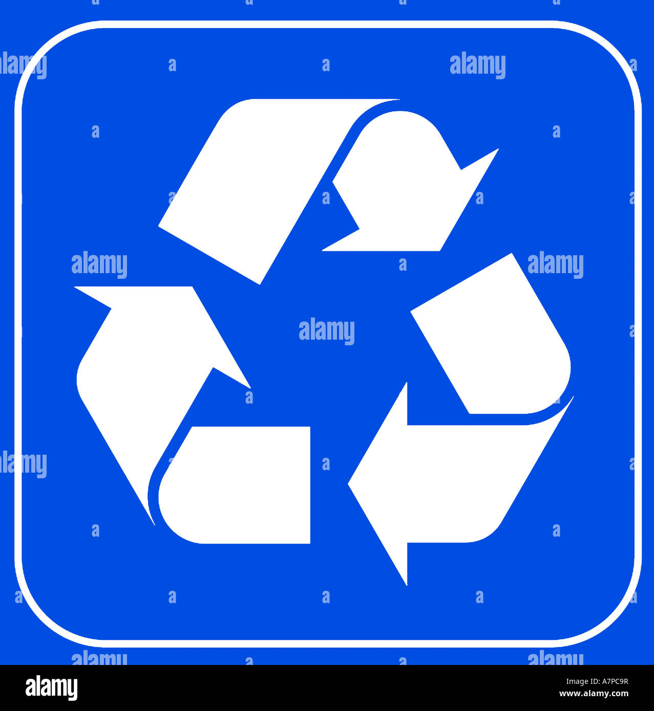 Recycling symbol on blue background Stock Photo - Alamy