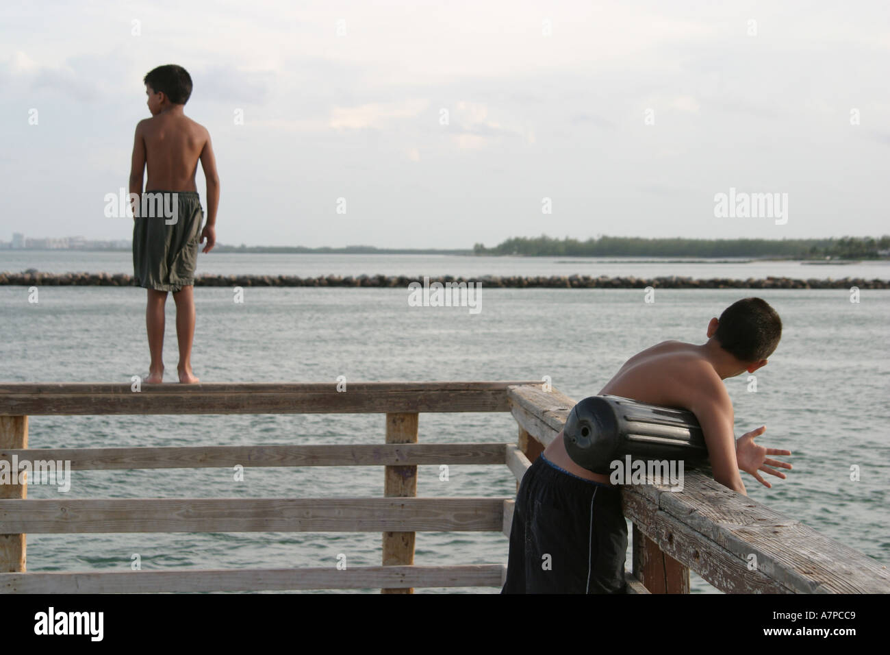 Miami Beach Florida,South Pointe Pier,boy boys lad lads male kid kids ...