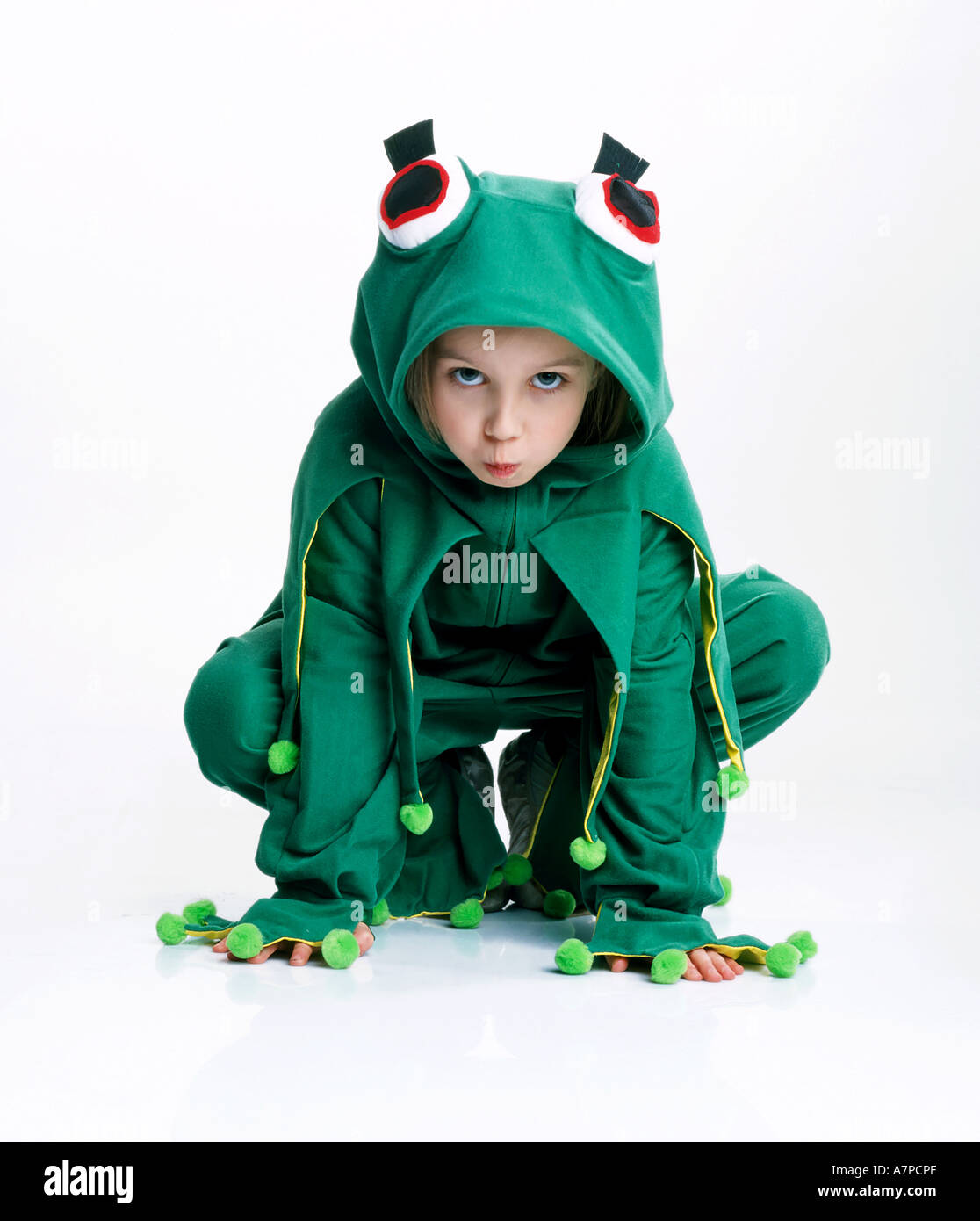 indoor studio girl child kid 5 10 smile smiling crouch dress costume ...