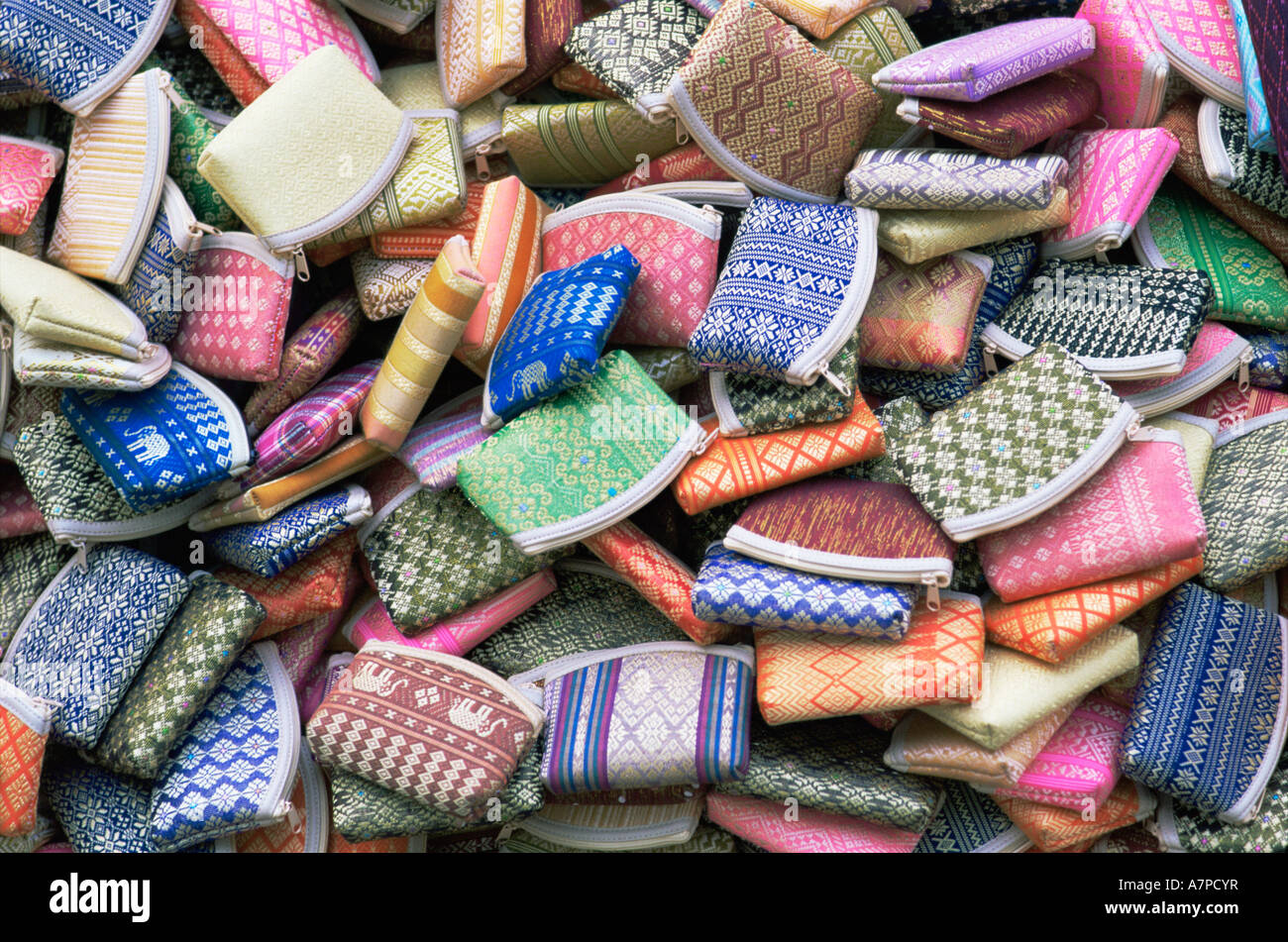 Thailand, Bangkok, Souvenir Silk Purses Stock Photo - Alamy