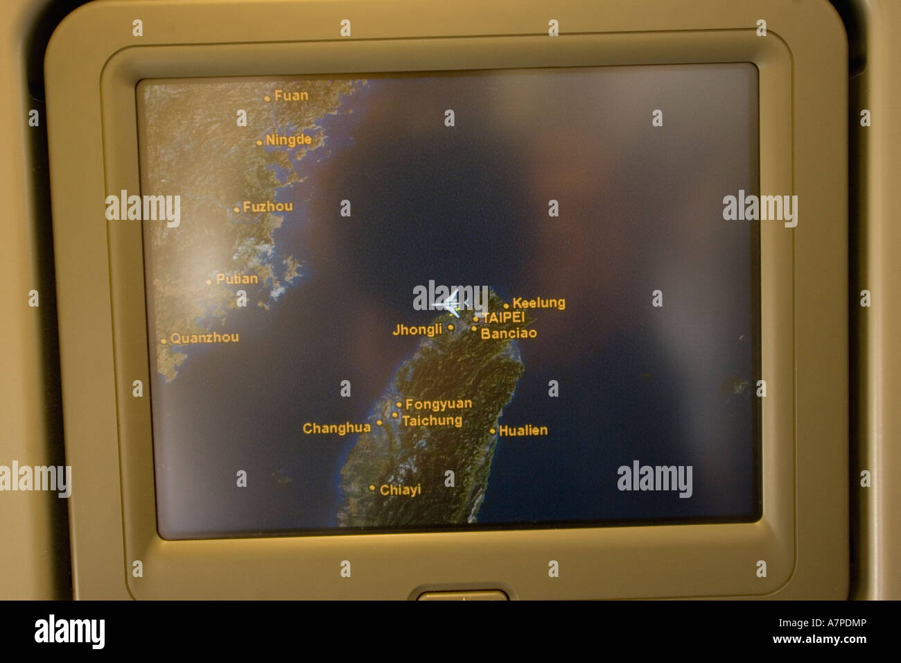 Personal television screen in a commercial jet liner Stock Photo - Alamy