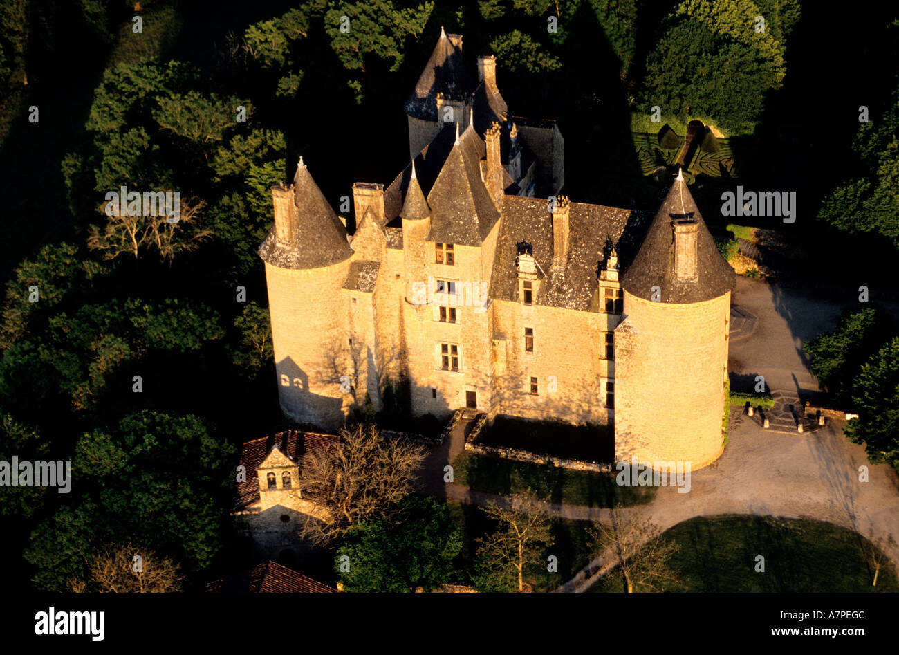 France, Lot, Montal castle (aerial view Stock Photo - Alamy