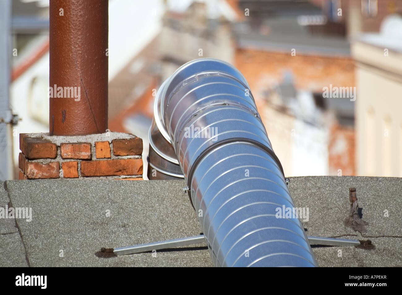 Ventilation pipe on a roof Stock Photo - Alamy