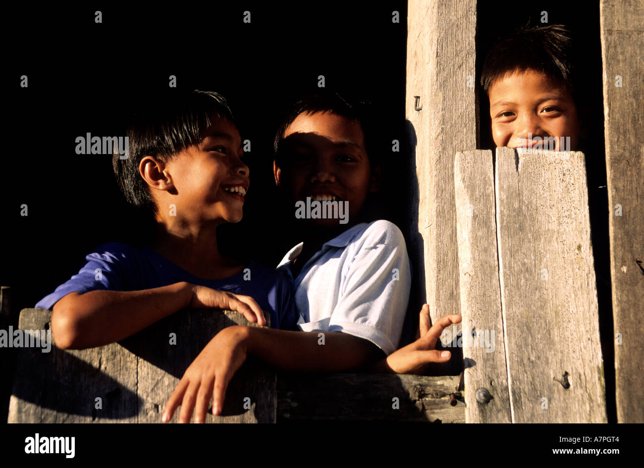 Malaysia, Borneo, Sarawak Province, Long Jawi island, children of Kayan ...