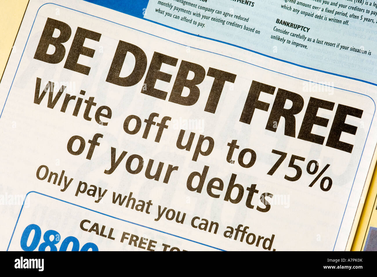advert for debt advisors Stock Photo - Alamy