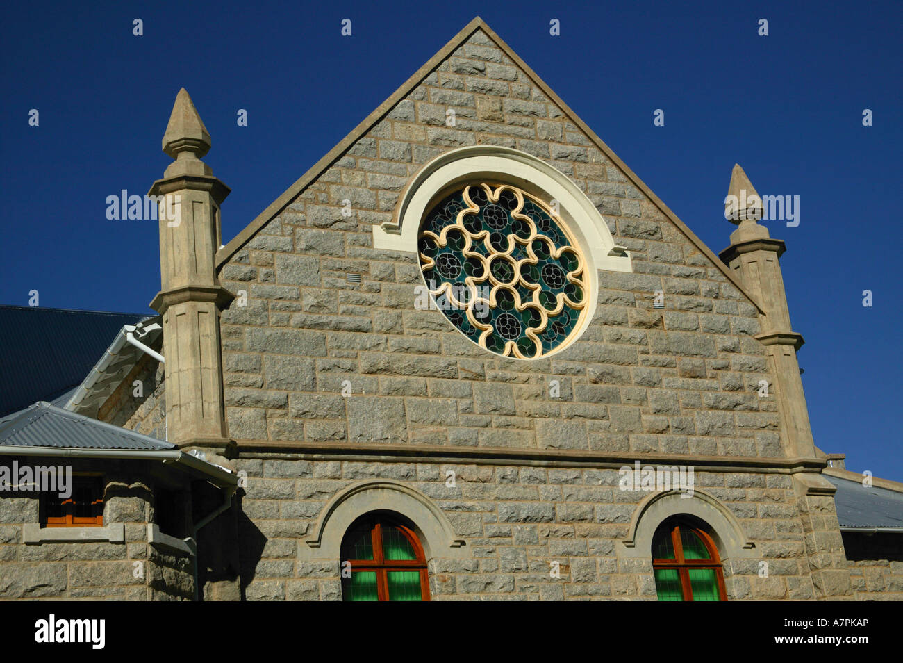 The Dutch Reformed Church in Springbok showing the detail of a circular ...