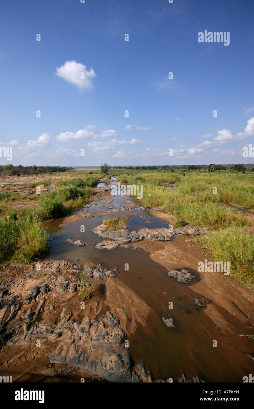 Olifants River during low flow showing sandbanks exposed rocks and ...