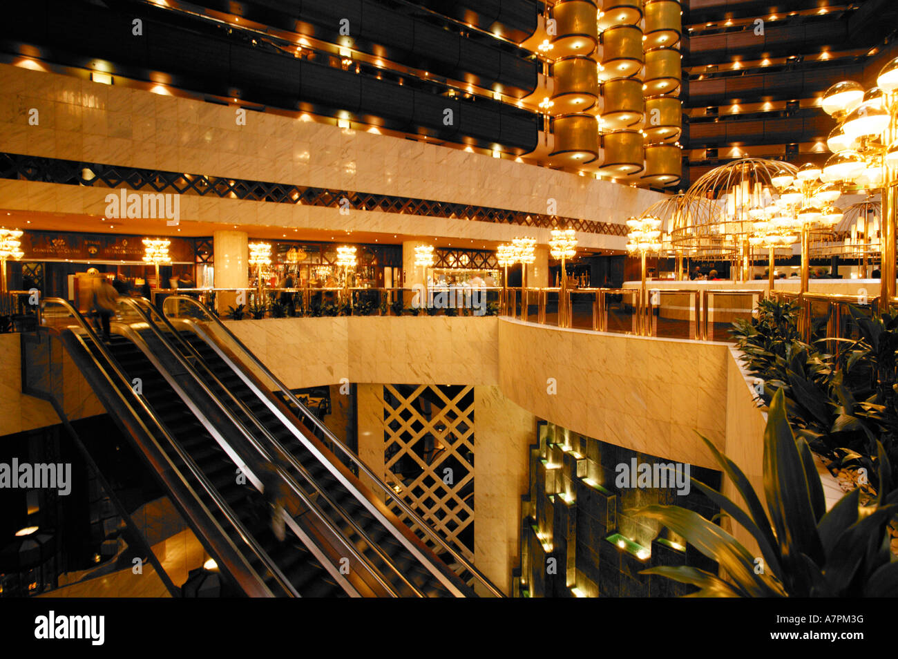 The interior of the Sandton Sun hotel showing the plaza level with ...