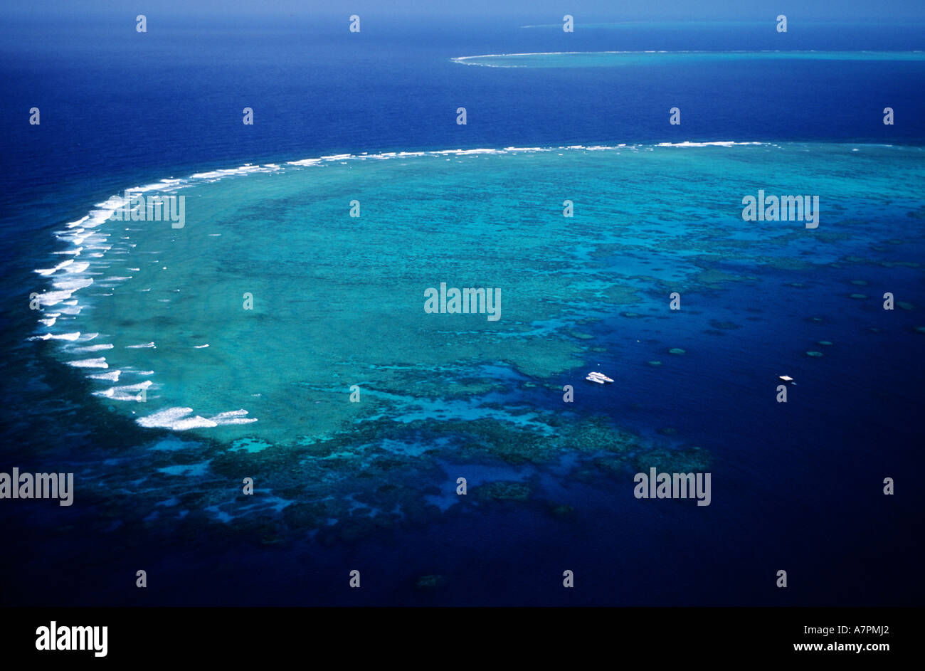 Australia, Queensland, Great Barrier Reef near Cairns (aerial view ...