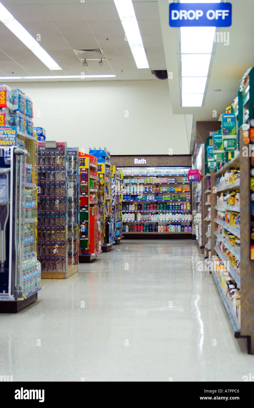 A inside of a drugstore in Las Vegas with the shelves fully stocked ...