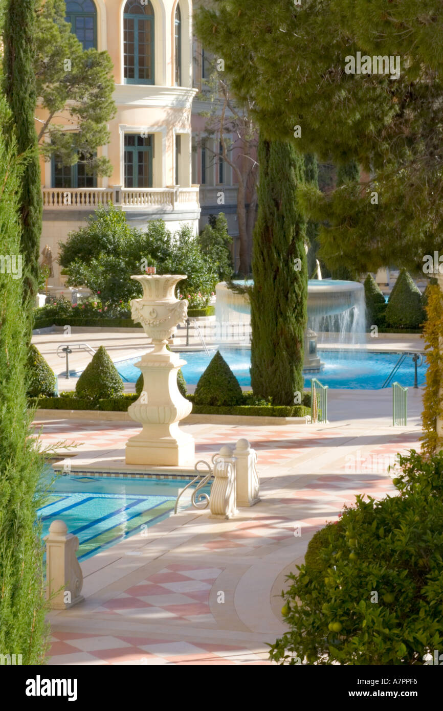 The opulent pool at the Bellagio Hotel and Casino in Las Vegas Nevada ...