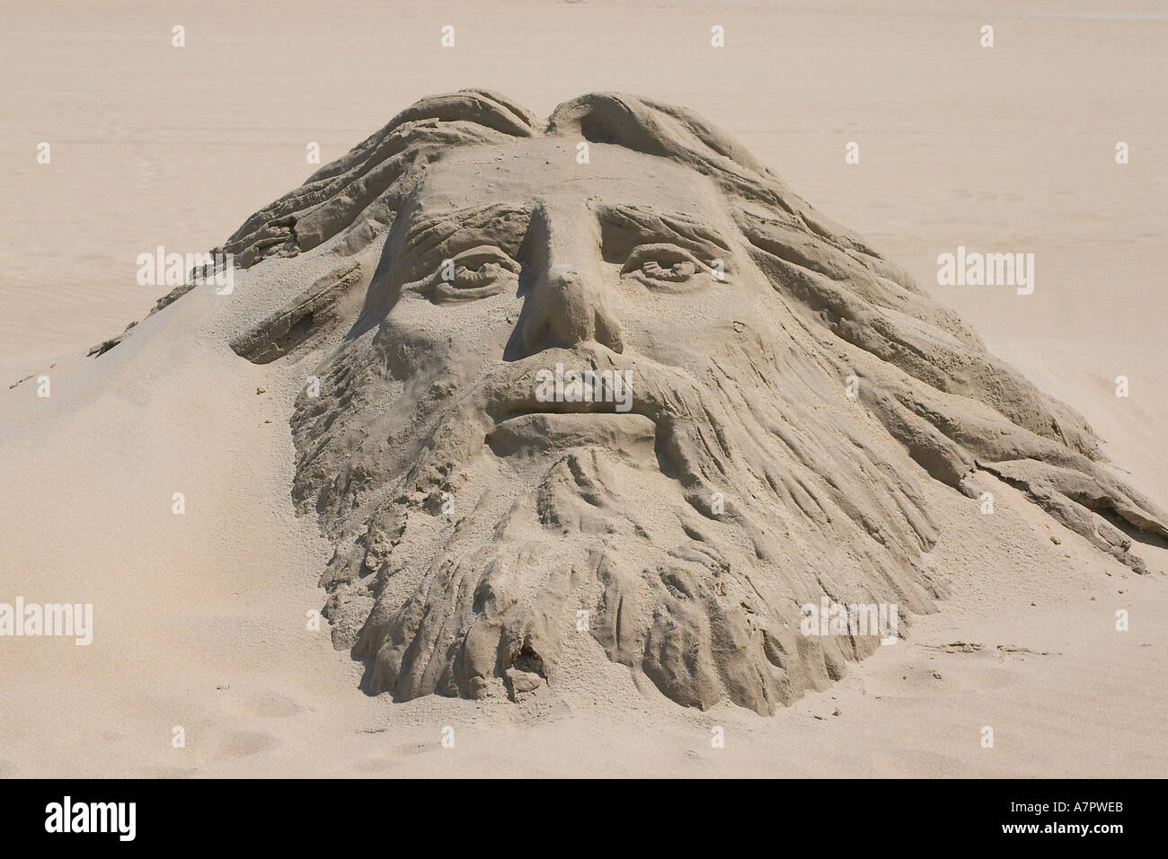 Sand sculpture of Jesus on the beach in Ocean City Maryland USA Stock ...