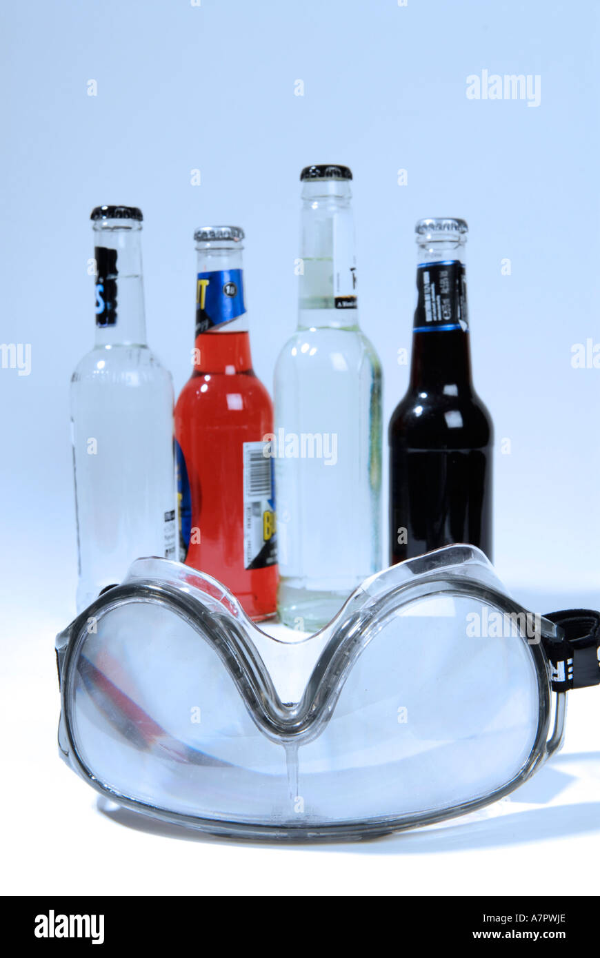 Alkopops and drunk buster glasses Stock Photo - Alamy