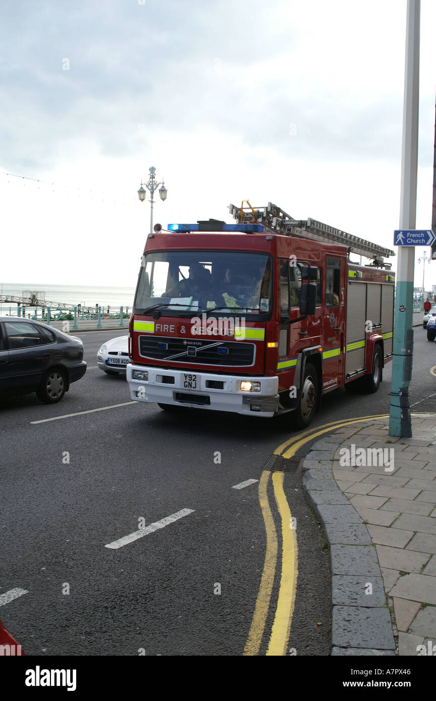 Fire engine arriving at destination Stock Photo - Alamy