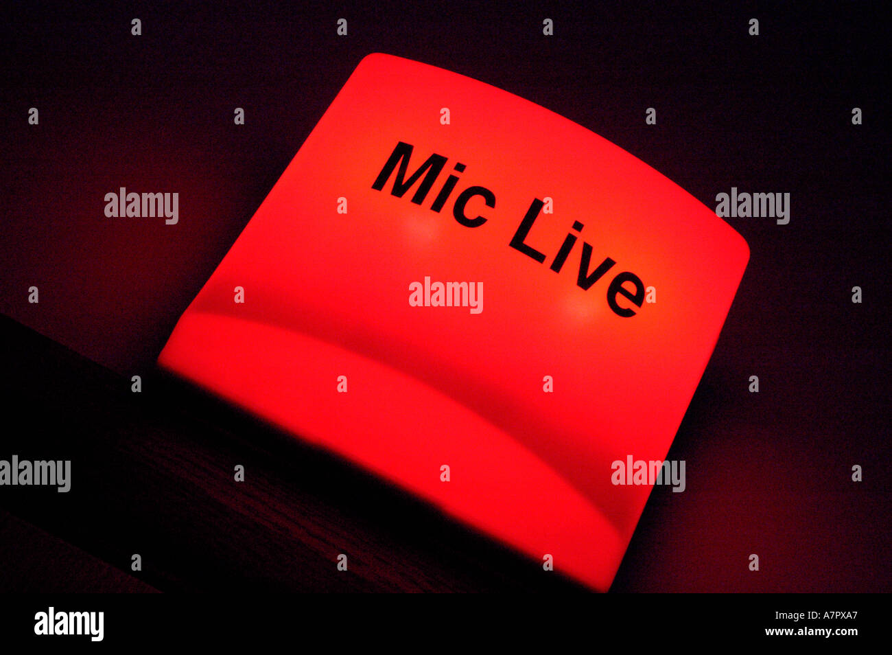 Red mic live light Stock Photo - Alamy