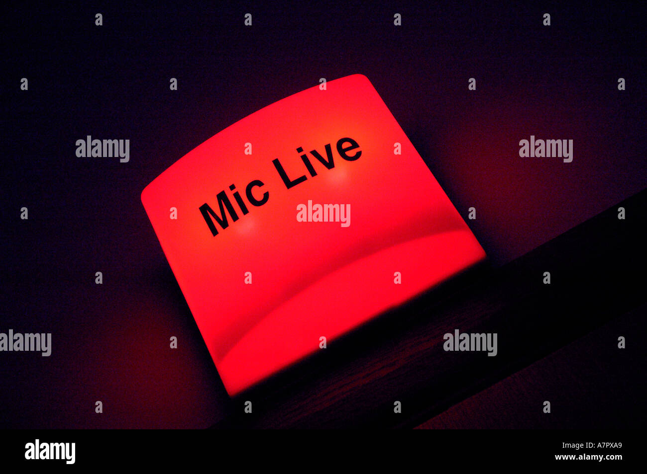 Red Mic Live light Stock Photo - Alamy