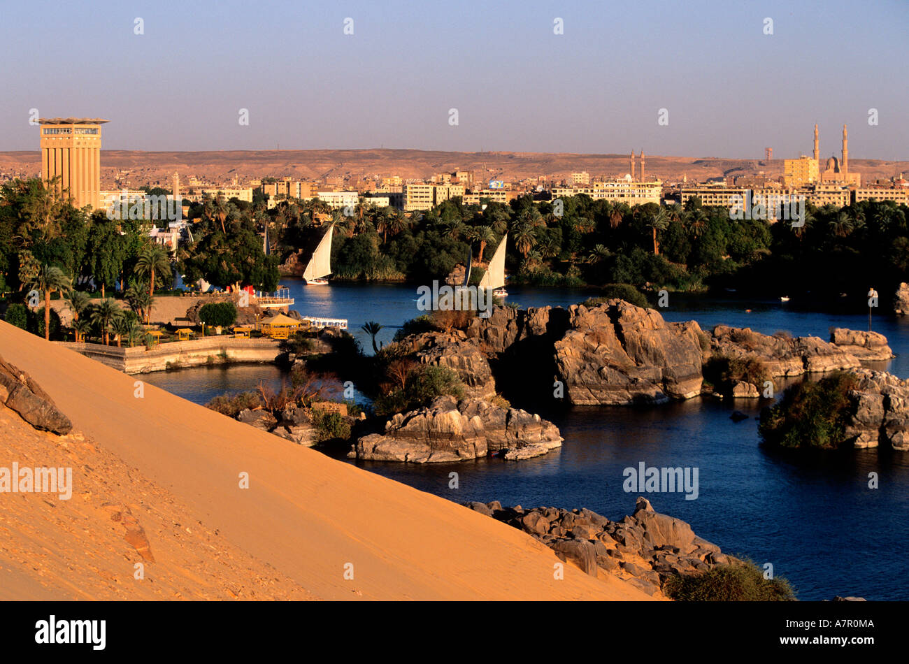 Egypt, Nile Valley, Aswan town on Nile riverside Stock Photo - Alamy