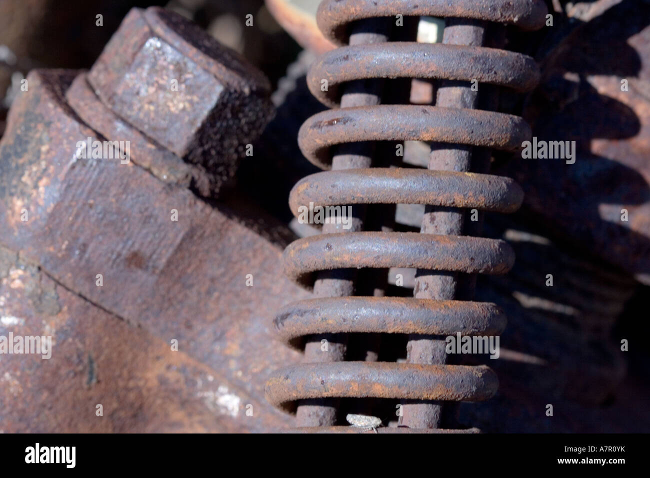 Rust springs and nuts and bolts Stock Photo - Alamy