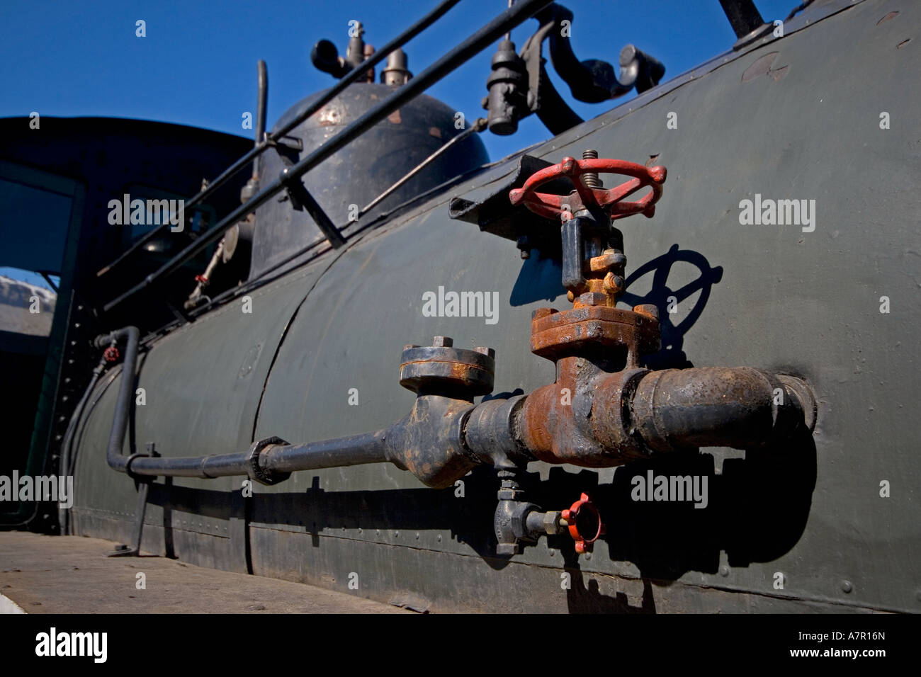 Train engine going rusty with boiler and steam ports. Steam engine in ...