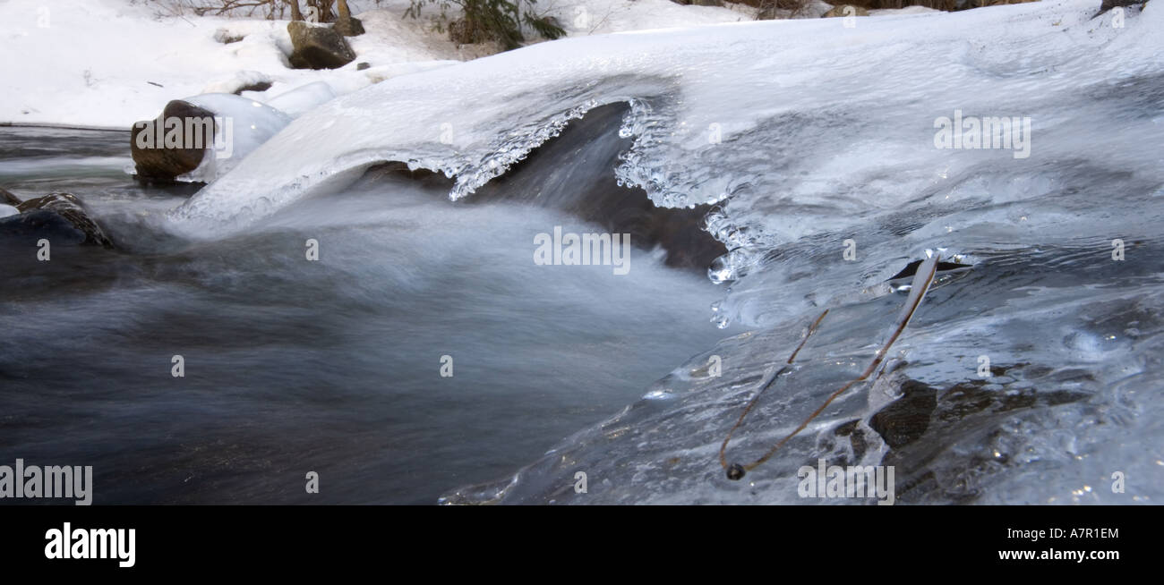 Water and ice with moving river - motion blur with slow shutter speed ...