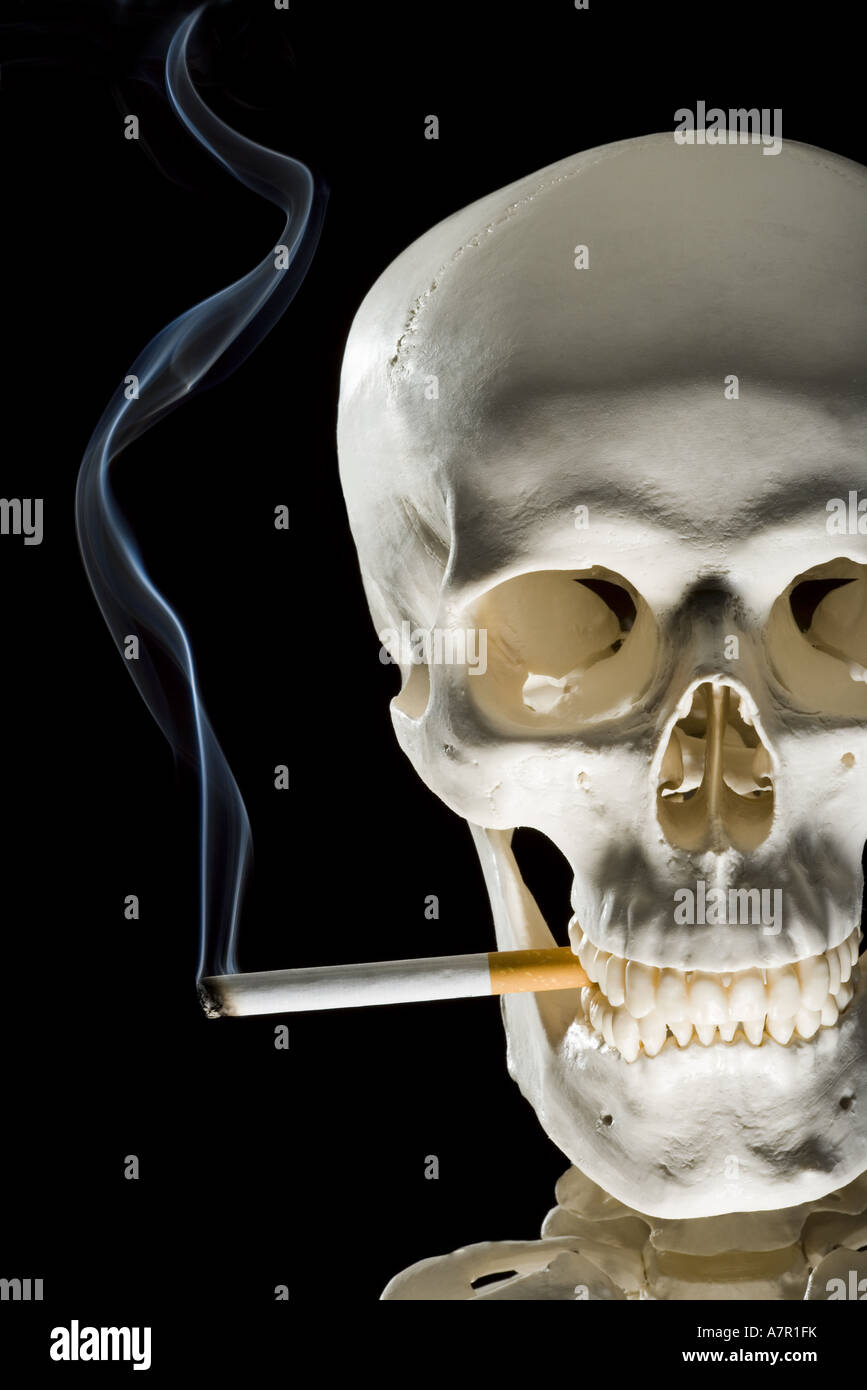 Skeleton Smoking Cigarette