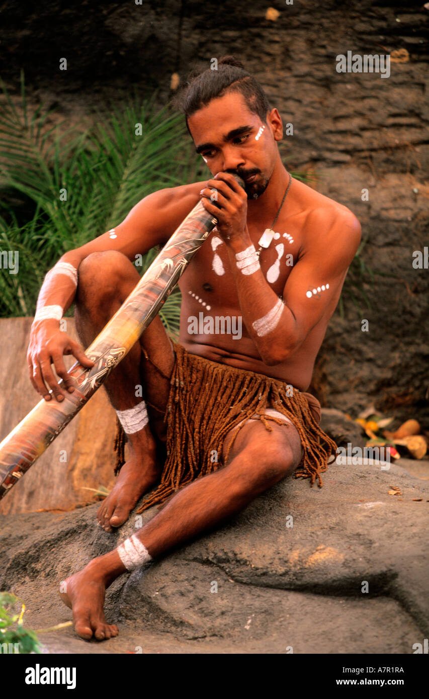 Australia, Queensland, Cairns, aborigine in the aboriginal ...