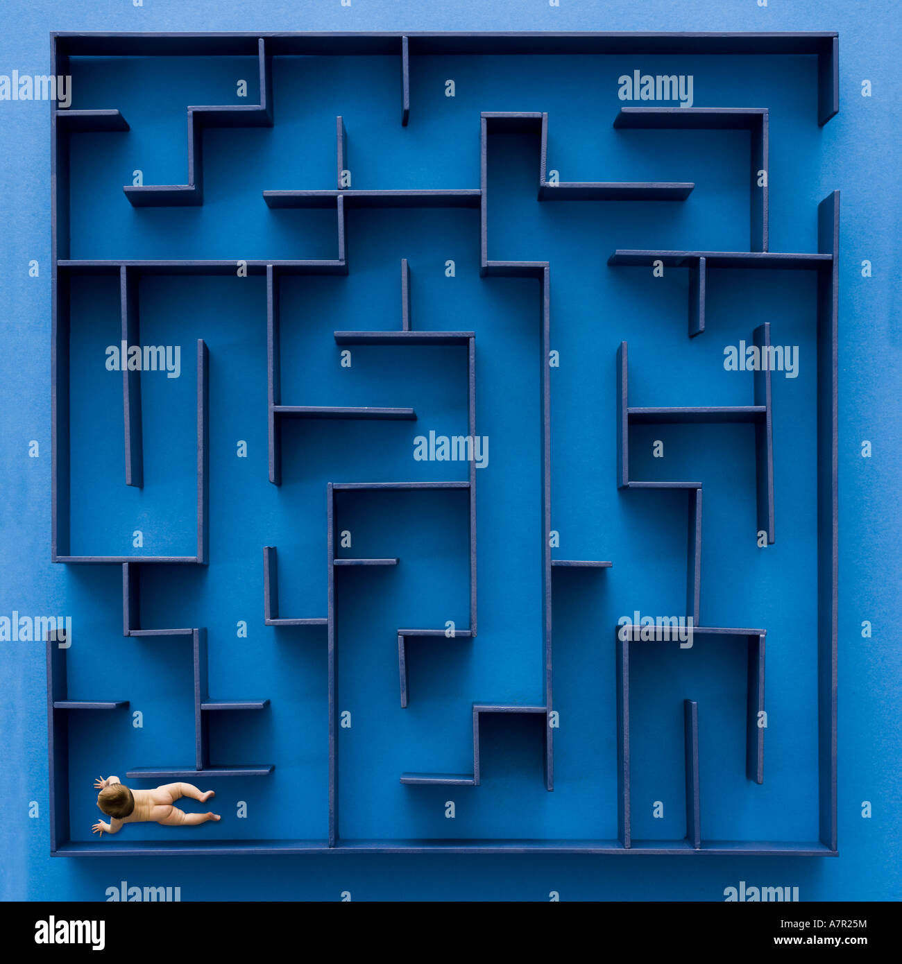 Baby crawling through maze Stock Photo - Alamy