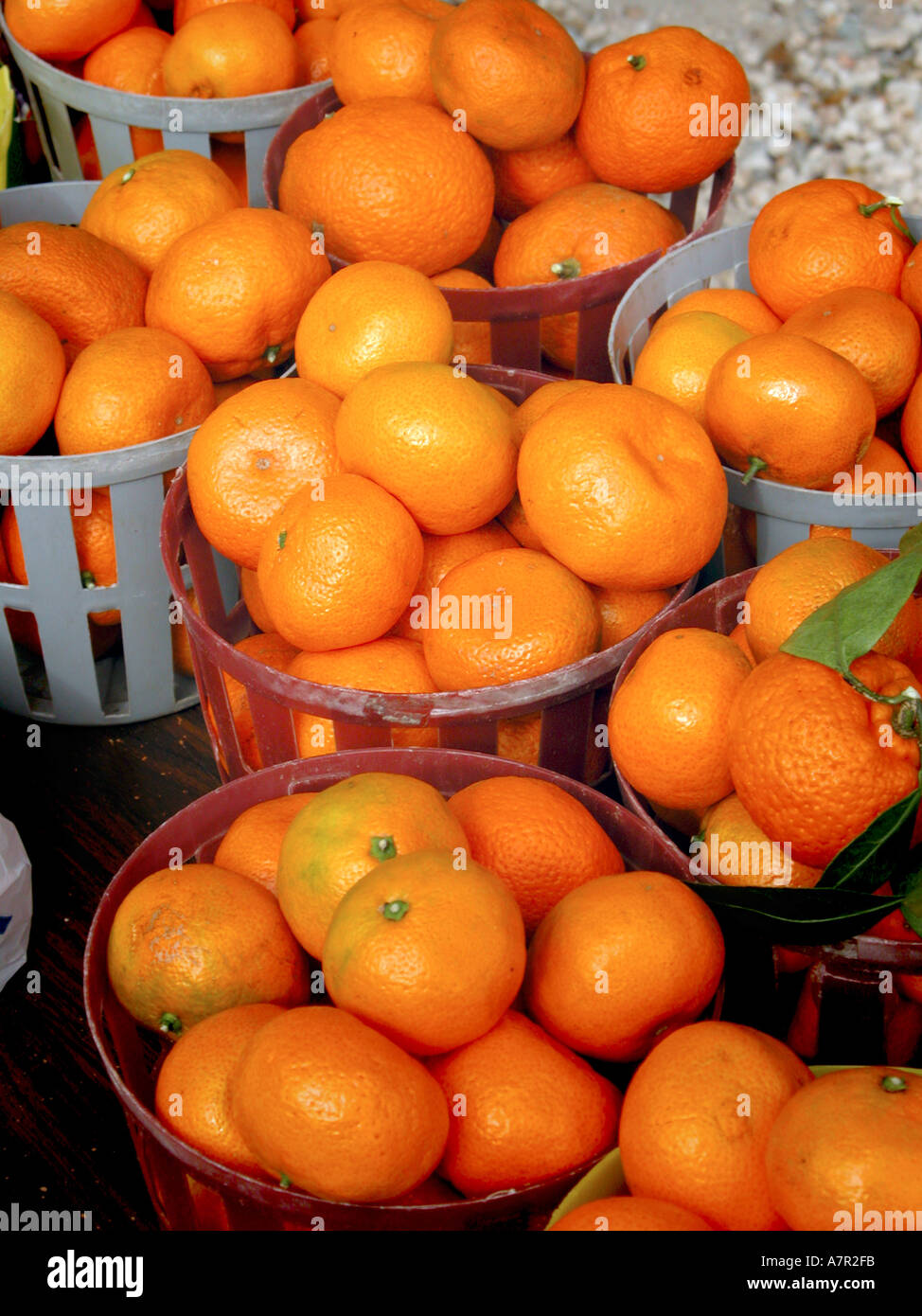 oranges and fruits for sale and eating in California at roadside market ...