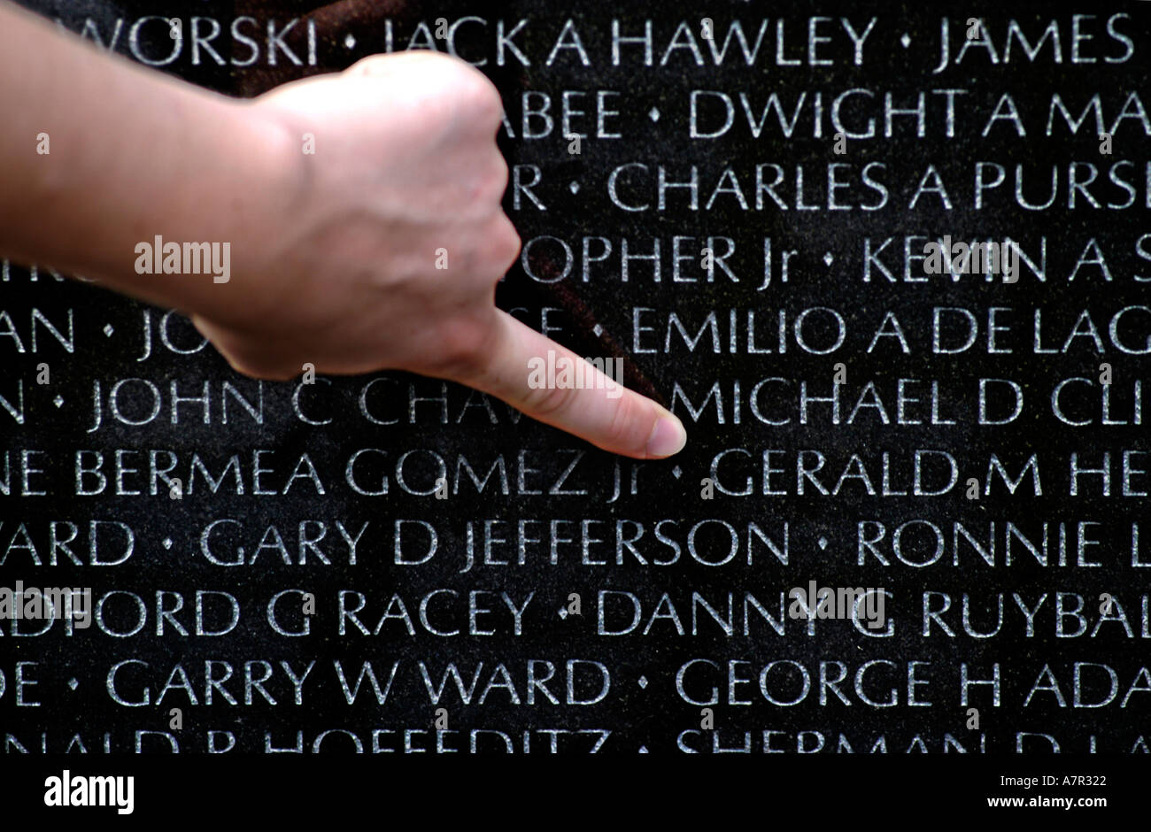 Hand at the Vietnam Memorial in Washington D C Stock Photo - Alamy