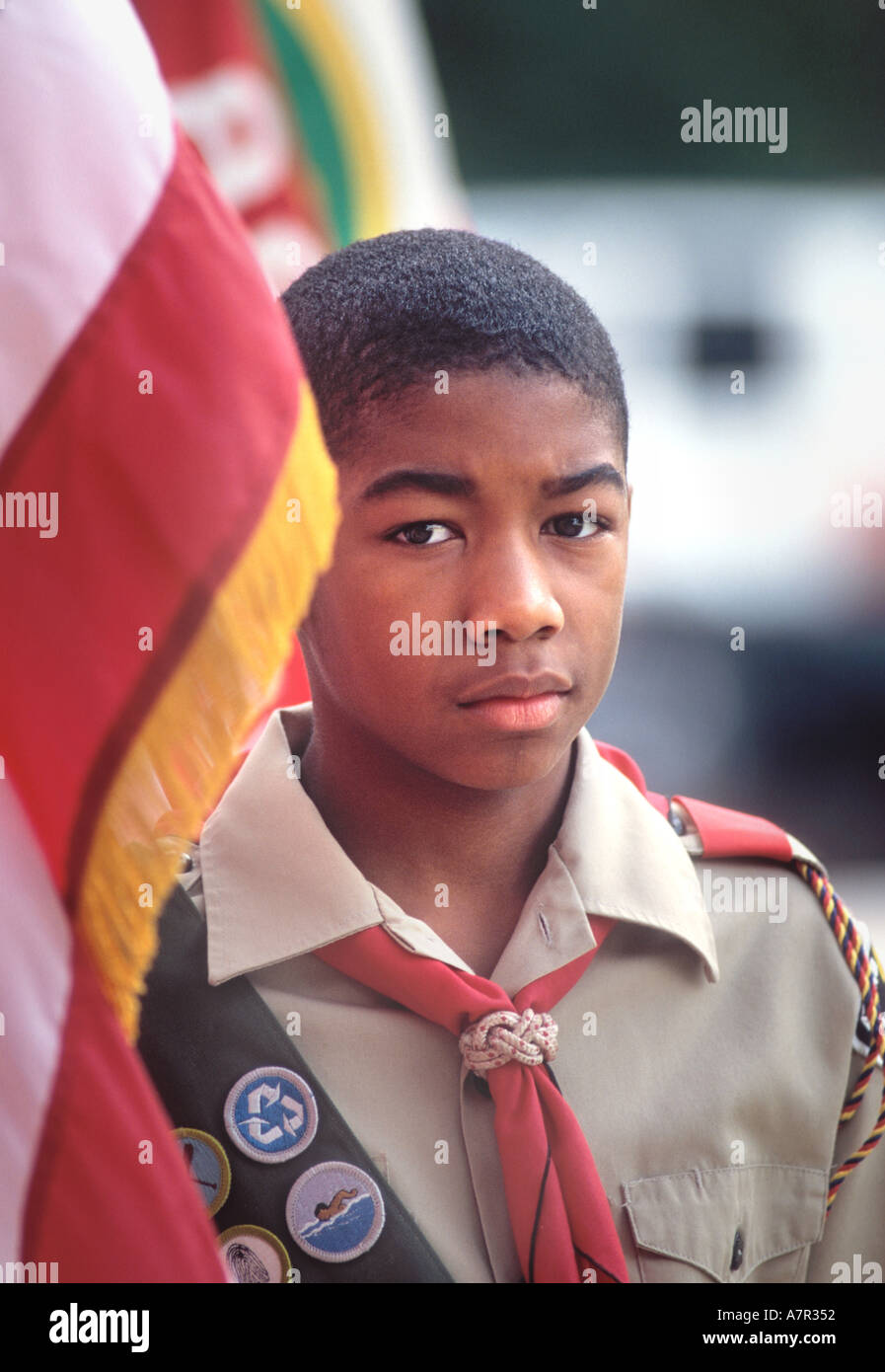 Scout with American Flag in Atlanta Stock Photo - Alamy