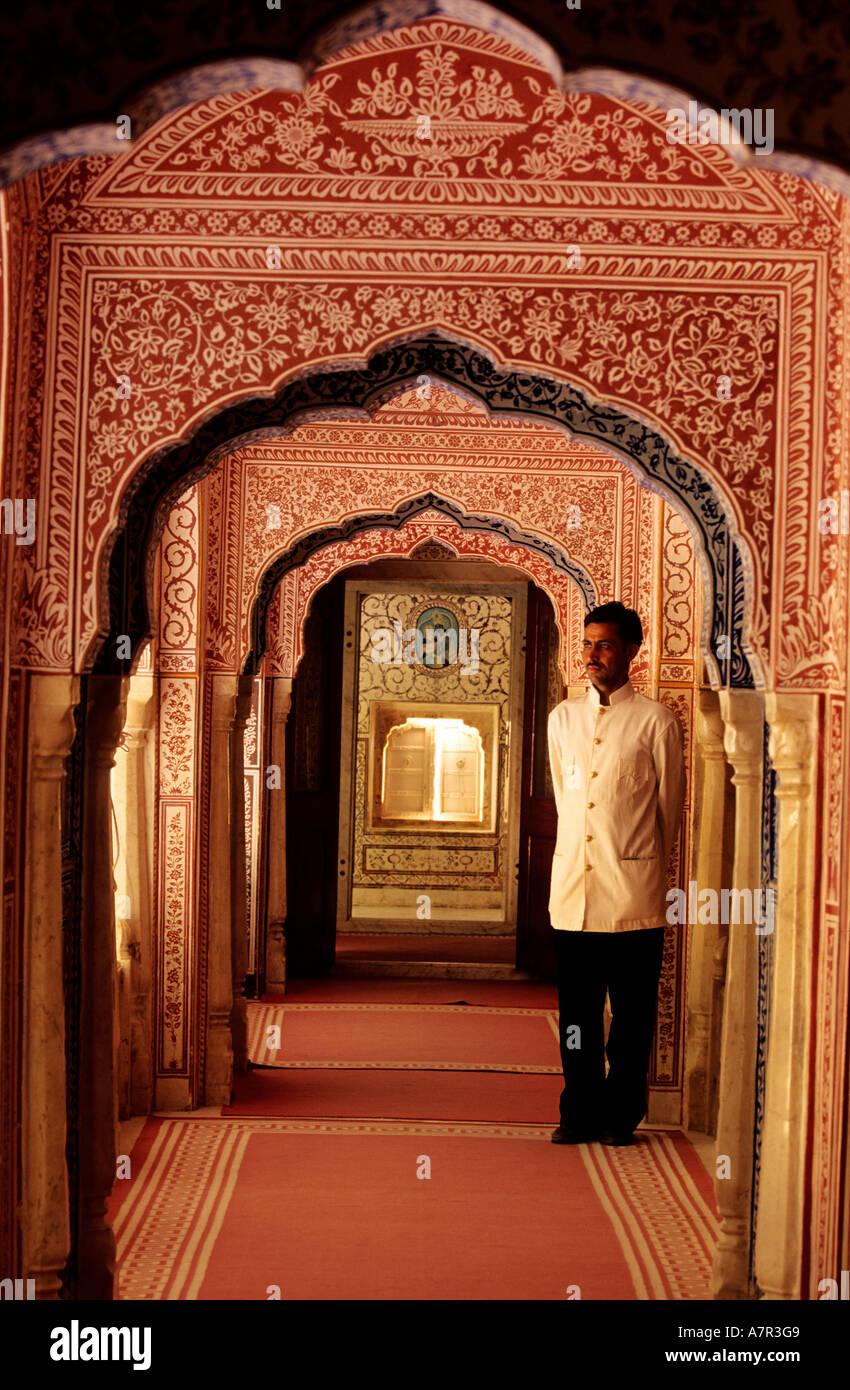 India, Rajasthan, Jaipur area, Samode Palace, Darbar Hall Stock Photo ...