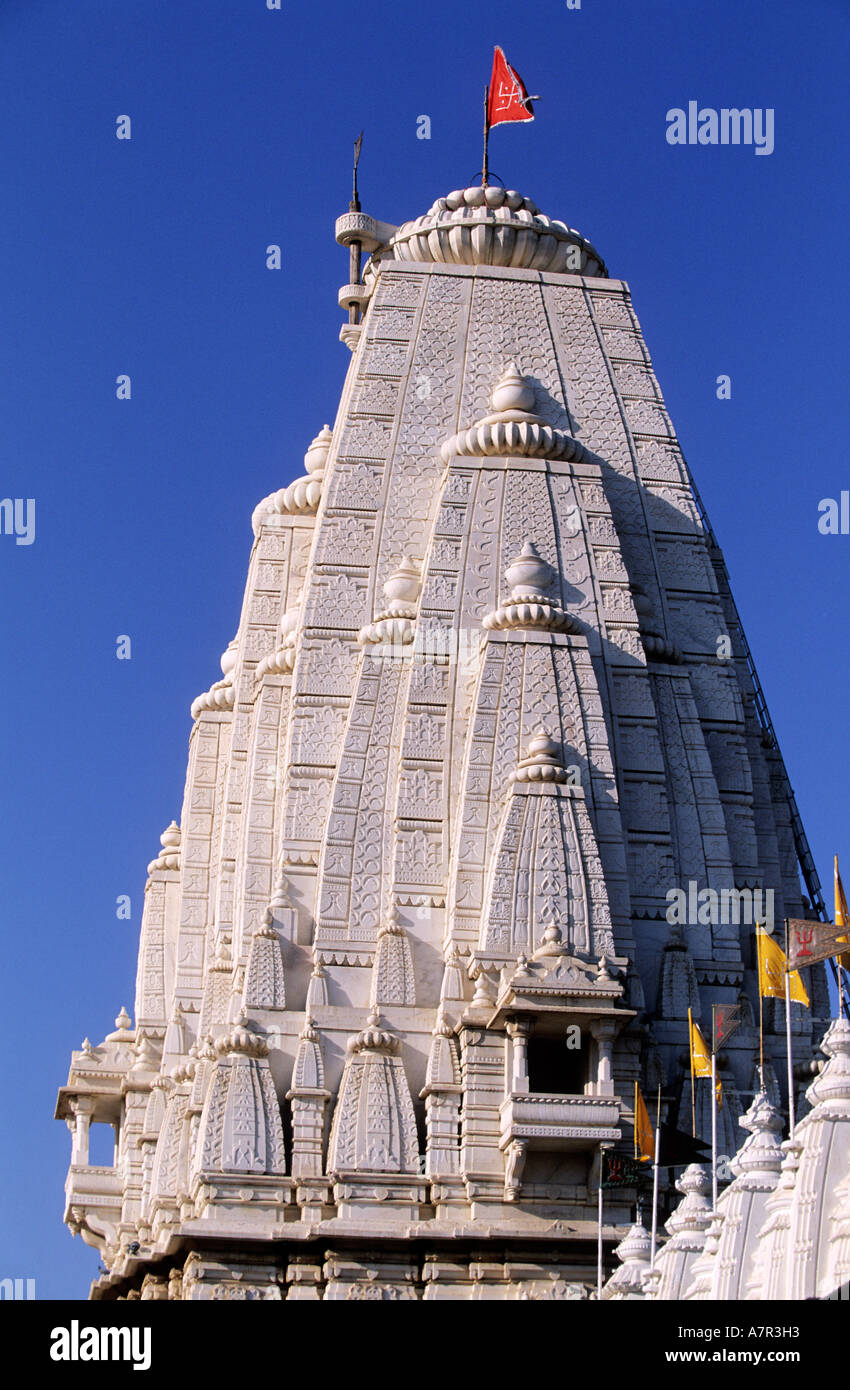 India, Rajasthan, Jhunjhunu, Rani Sati Temple, Shikhara (tower) of the ...