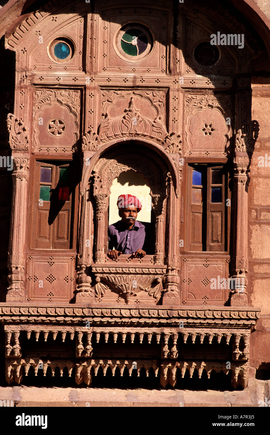 India, Rajasthan, Pokaran fort, on the edge of the Thar desert, palace ...