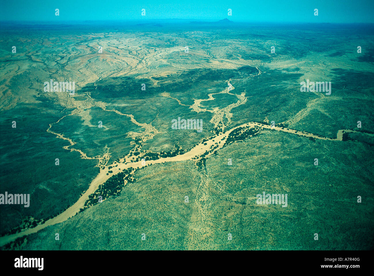 Aerial view of a dry river bed in northern Namibia Namib desert near ...