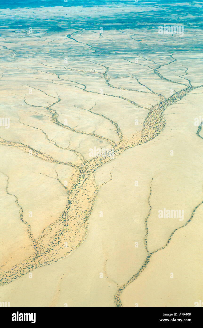 Aerial view of a perennial river in Northern Namibia Namib desert near ...