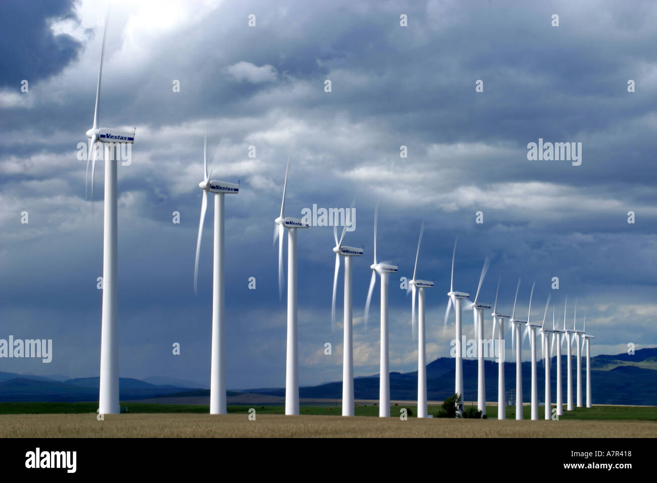 Horizontal Wind farm in southern Alberta Canada North America Stock ...