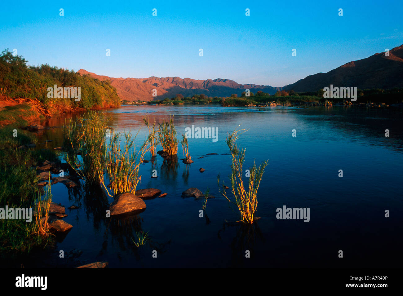 The Orange River as it flows through the arid west of South Africa ...
