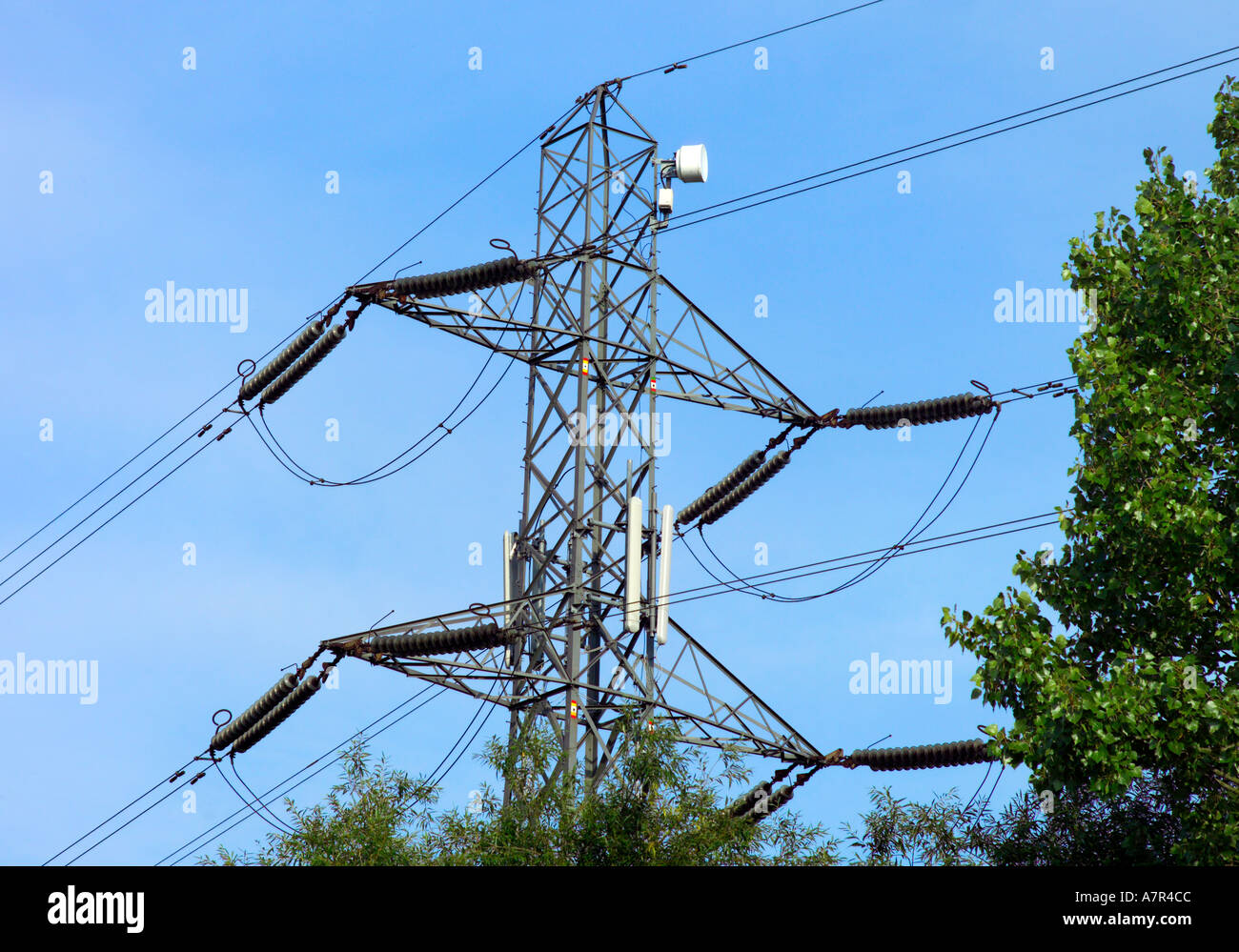 mobile phone masts on electricity pylon Stock Photo - Alamy