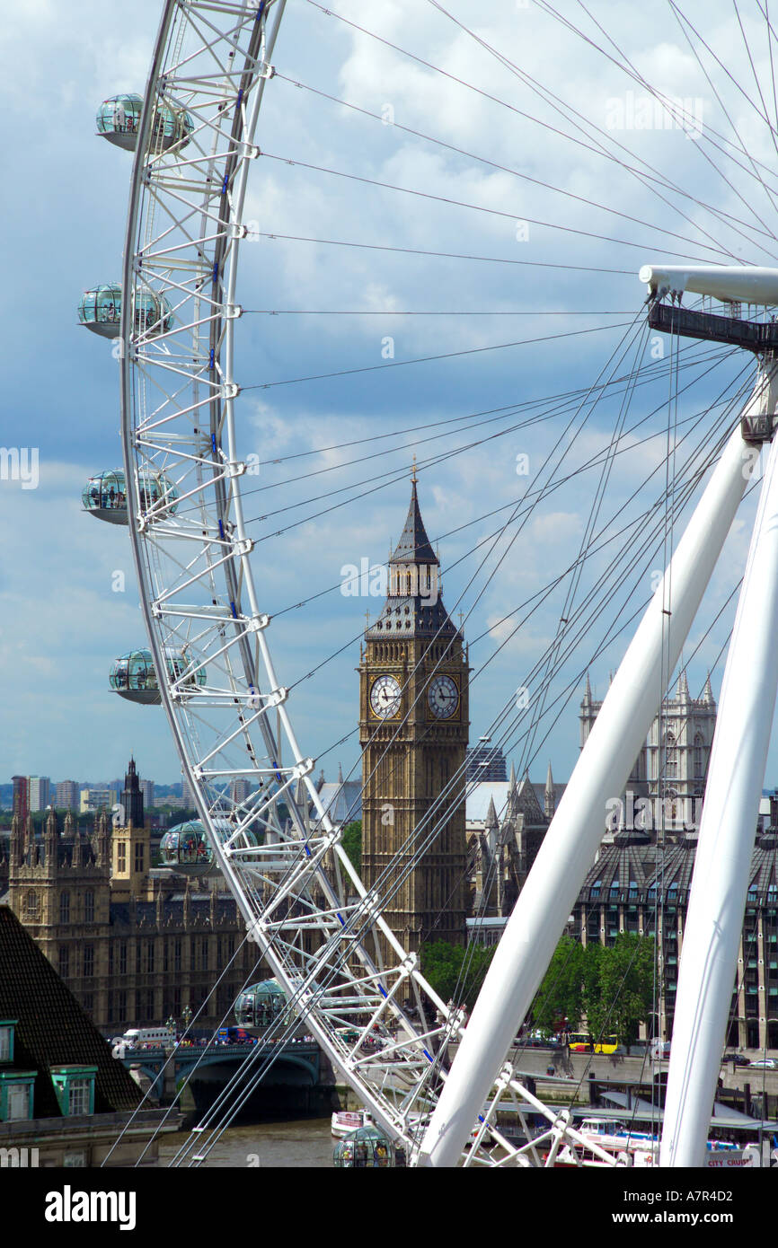 Millennium wheel with Big Ben Stock Photo - Alamy