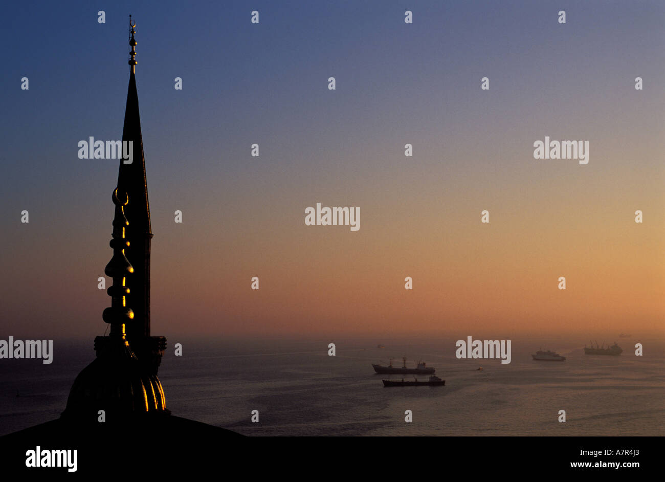 Turkey, Istanbul, Blue mosque minaret over the Marmara sea Stock Photo ...
