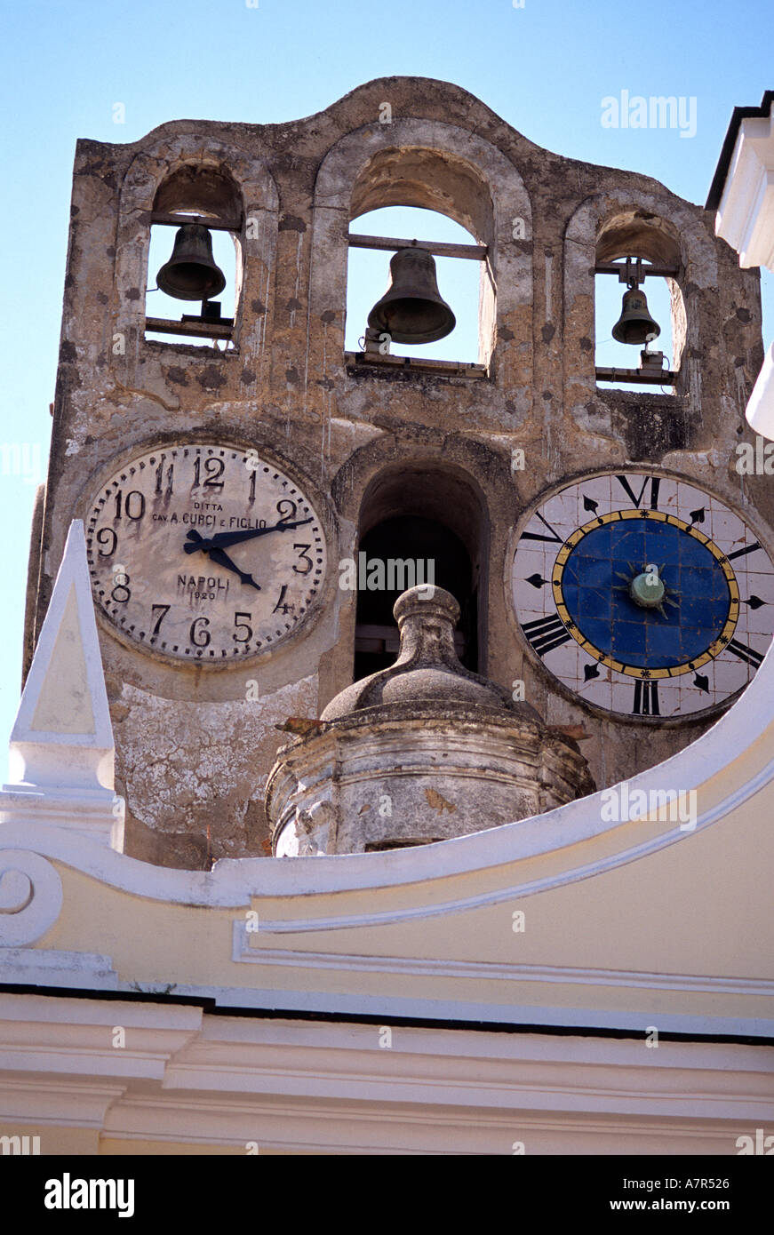 Church Clock Tower at village of Anacapri Capri Italy Stock Photo - Alamy