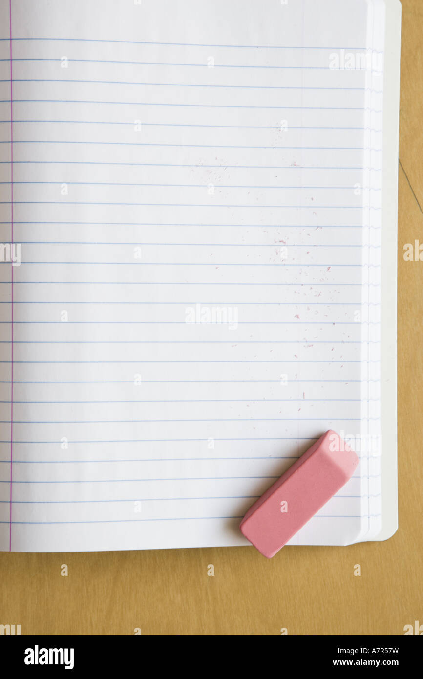 Notebook with eraser Stock Photo - Alamy