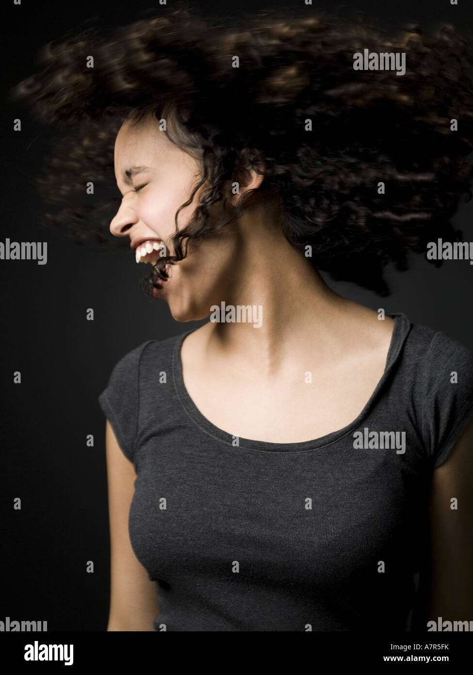 Profile of woman singing Stock Photo - Alamy