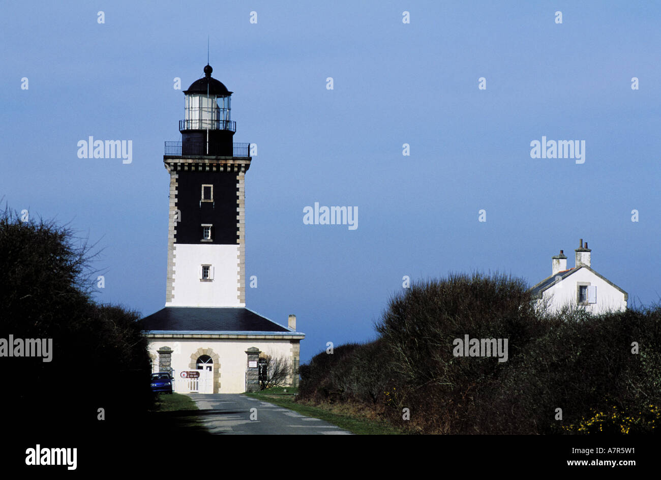 France, Morbihan, Groix island, Pen Men lighthouse Stock Photo - Alamy