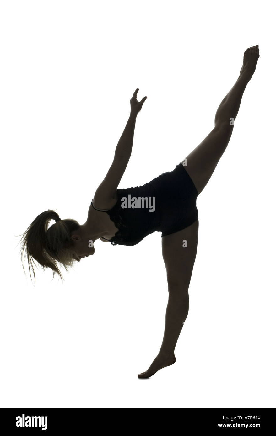 Side profile silhouette of female dancer Stock Photo - Alamy