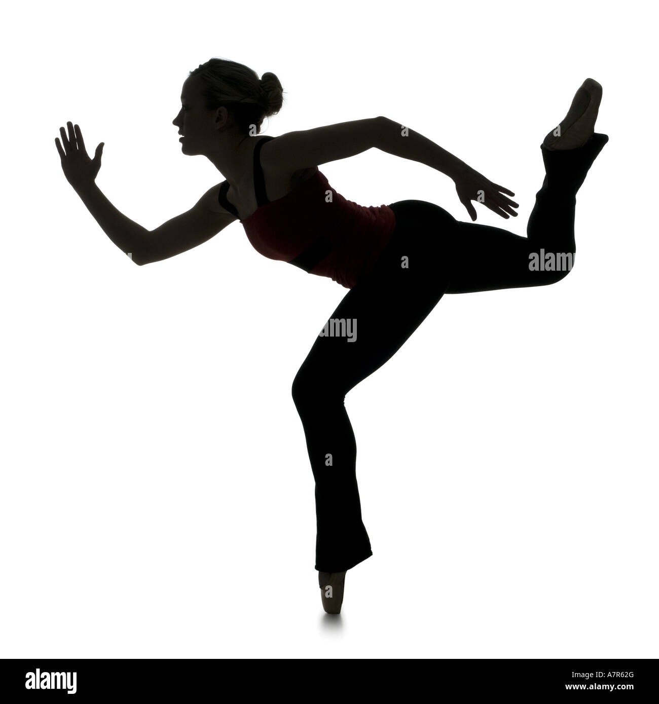Side profile silhouette of female dancer Stock Photo - Alamy