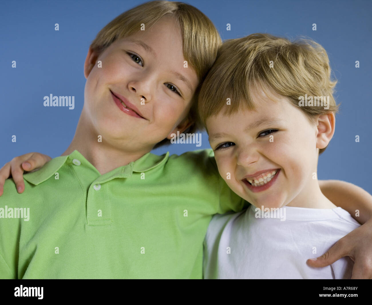 Portrait of two boys smiling Stock Photo - Alamy