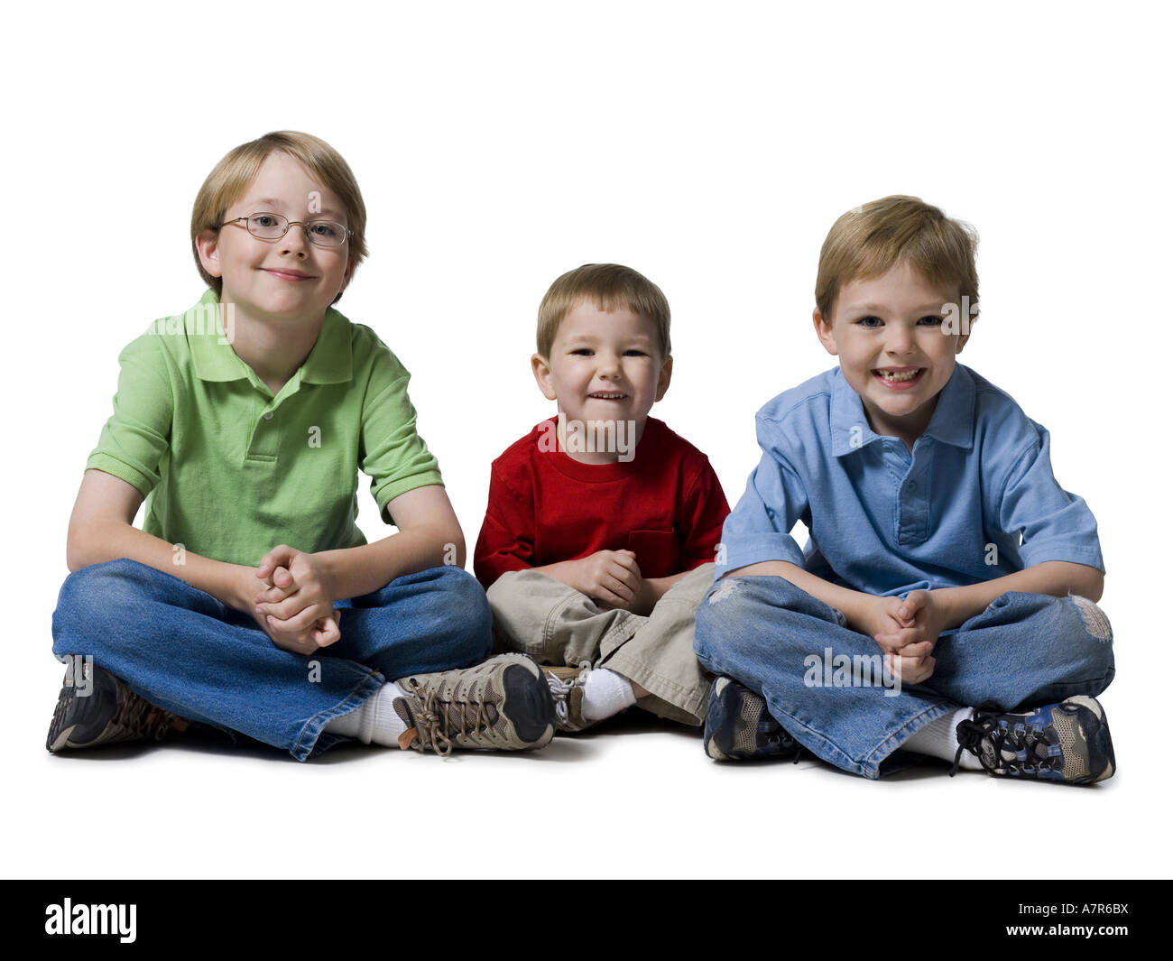 Three boys silhouette Cut Out Stock Images & Pictures - Alamy